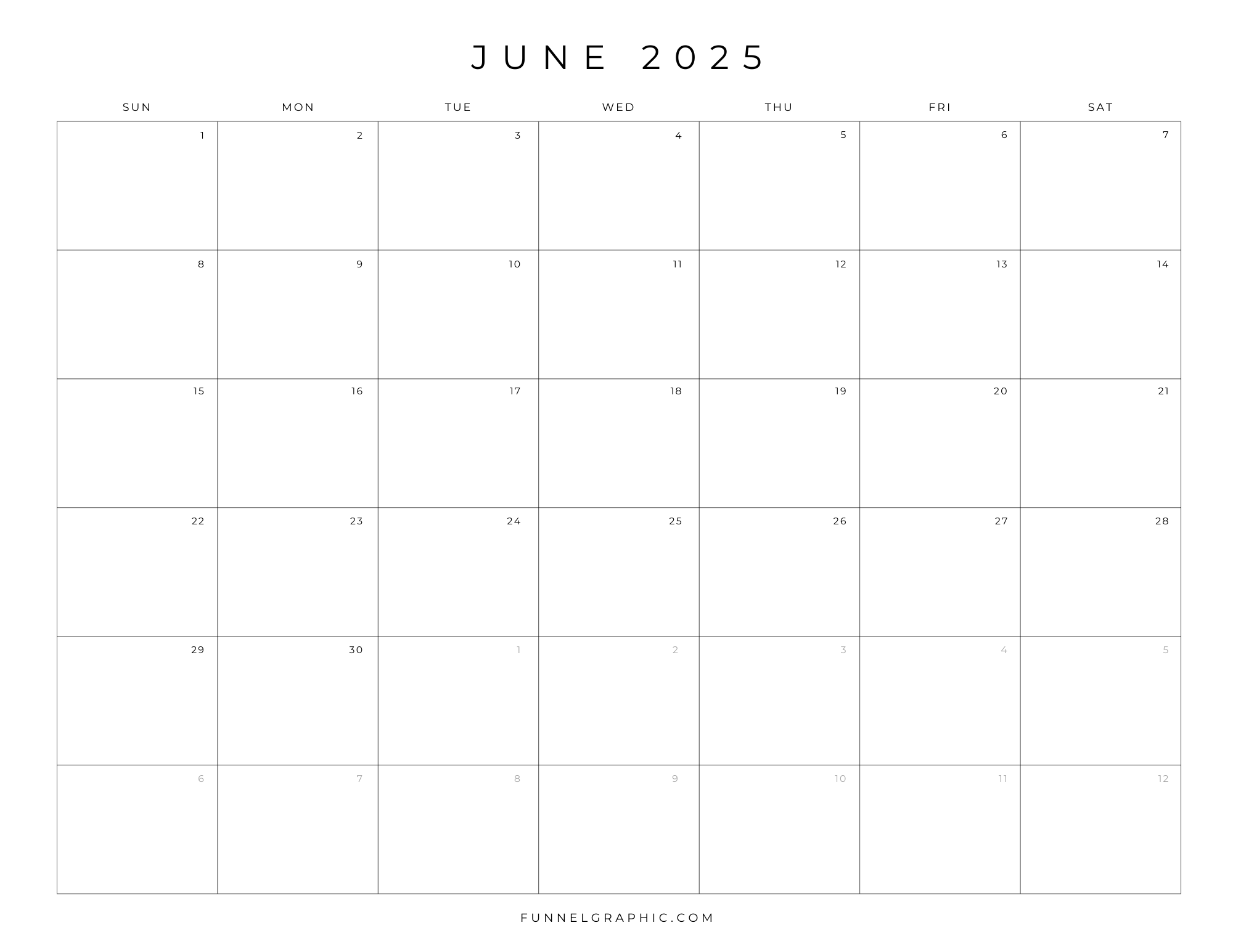Free 2025 Calendar Printable Blank Landscape Templates